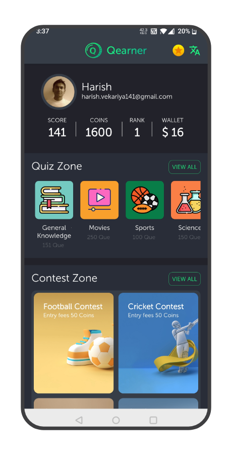 Qearner – Quiz App | Android Quiz game with Earning System + Admin panel by WRTeam